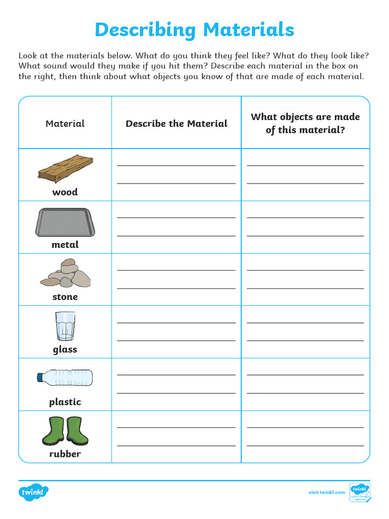 Describing Different Materials for Kids | PDF