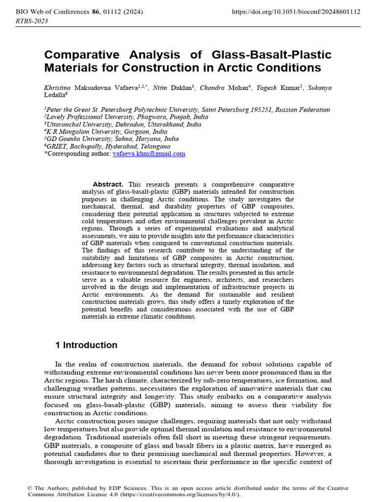 Comparative Analysis of Glass-Basalt-Plastic | PDF | Building ...
