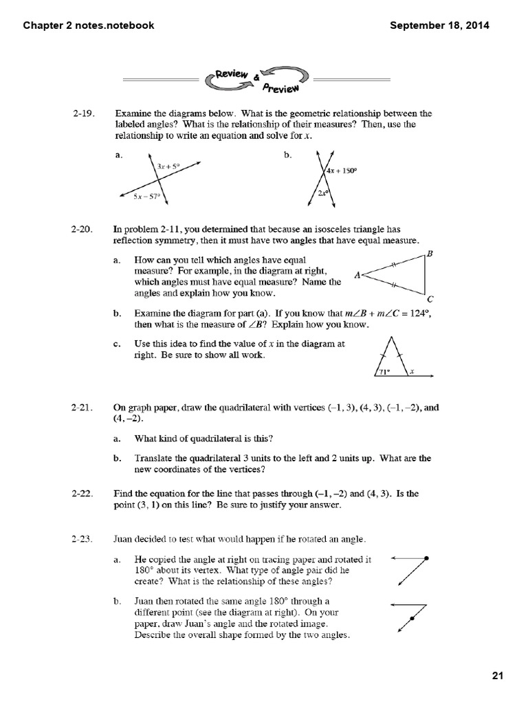 CPM Algebra1 - Chapter - 2 - Notes - 5 | PDF