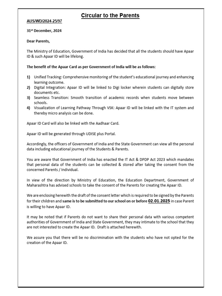 Apaar ID Consent Process for Parents | PDF | Privacy | Justice