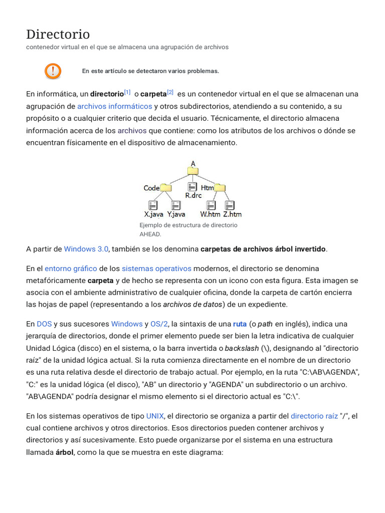 Estructura y función de directorios en informática | PDF | Directorio ...