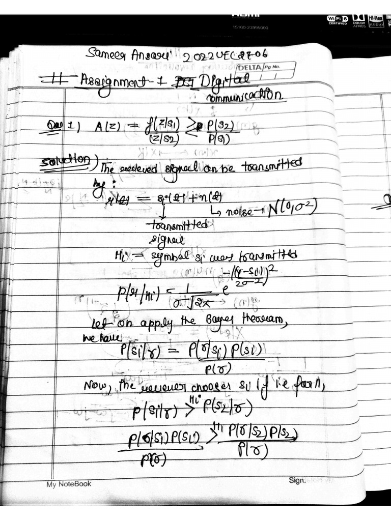 DC Assignment 1 Sameer Ansari 202UEC2706 | PDF