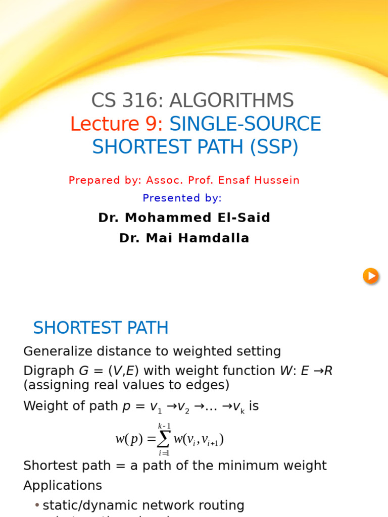 09 CS316 Graph 3 SSSP | PDF | Theoretical Computer Science | Algorithms And Data Structures