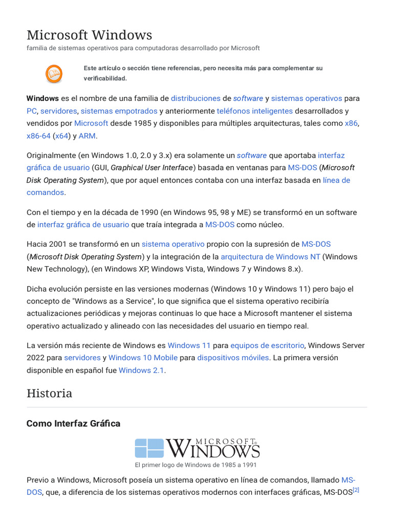 Microsoft Windows - Wikipedia, La Enciclopedia Libre | PDF | Microsoft ...