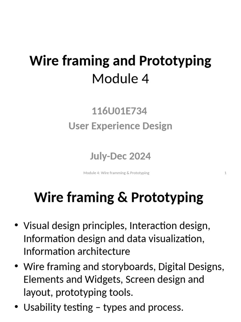 Module 4 Ux DWireframming and PRotottyping | PDF | Usability | Methodology
