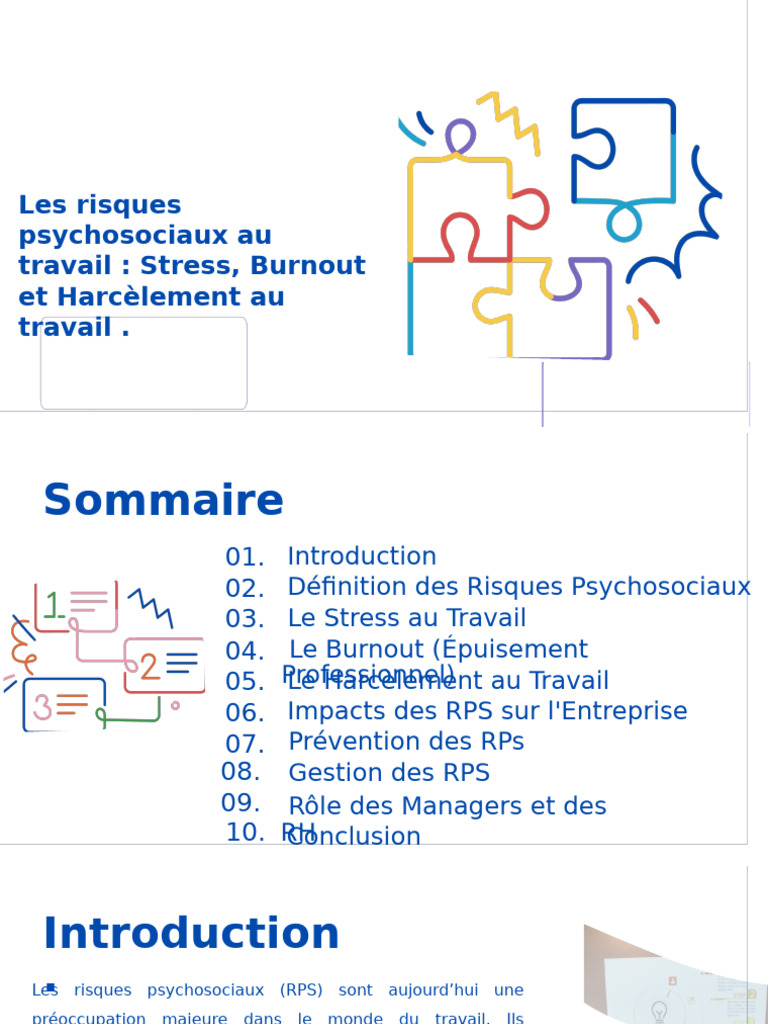 Les risques psychosociaux au travail Stress, Burnout et Harcèlement au travail sentation de ...