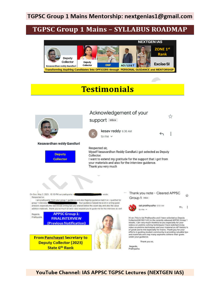 TGPSC Group 1 Mains 2025 - Syllabus Roadmap | PDF | Infection | Poverty