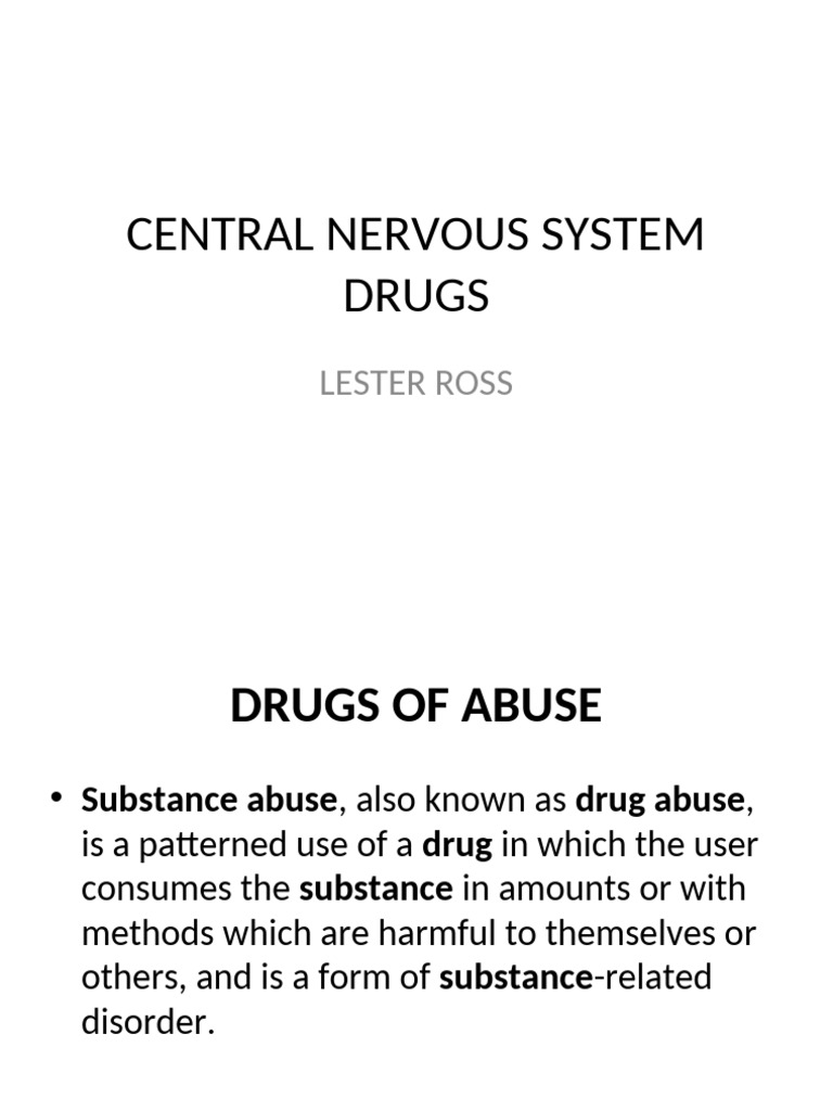 Central Nervous System Drugs Overview | PDF | Cannabis (Drug) | Mdma