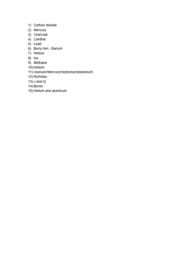 Answers For Chemistry Riddles | PDF