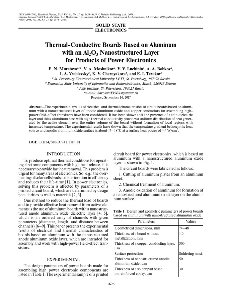 Thermal-Conductive Boards Based On Aluminum With An Al2O3 ...