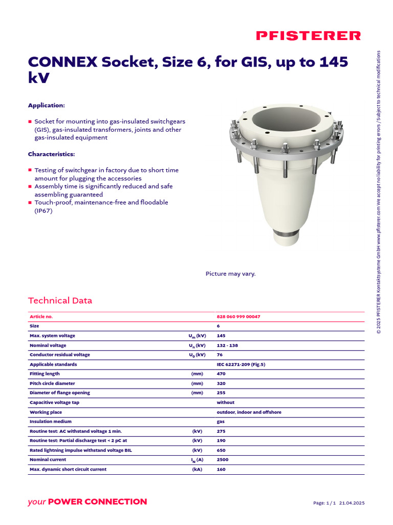 CONNEX Socket Size 6 for GIS 145 kV | PDF