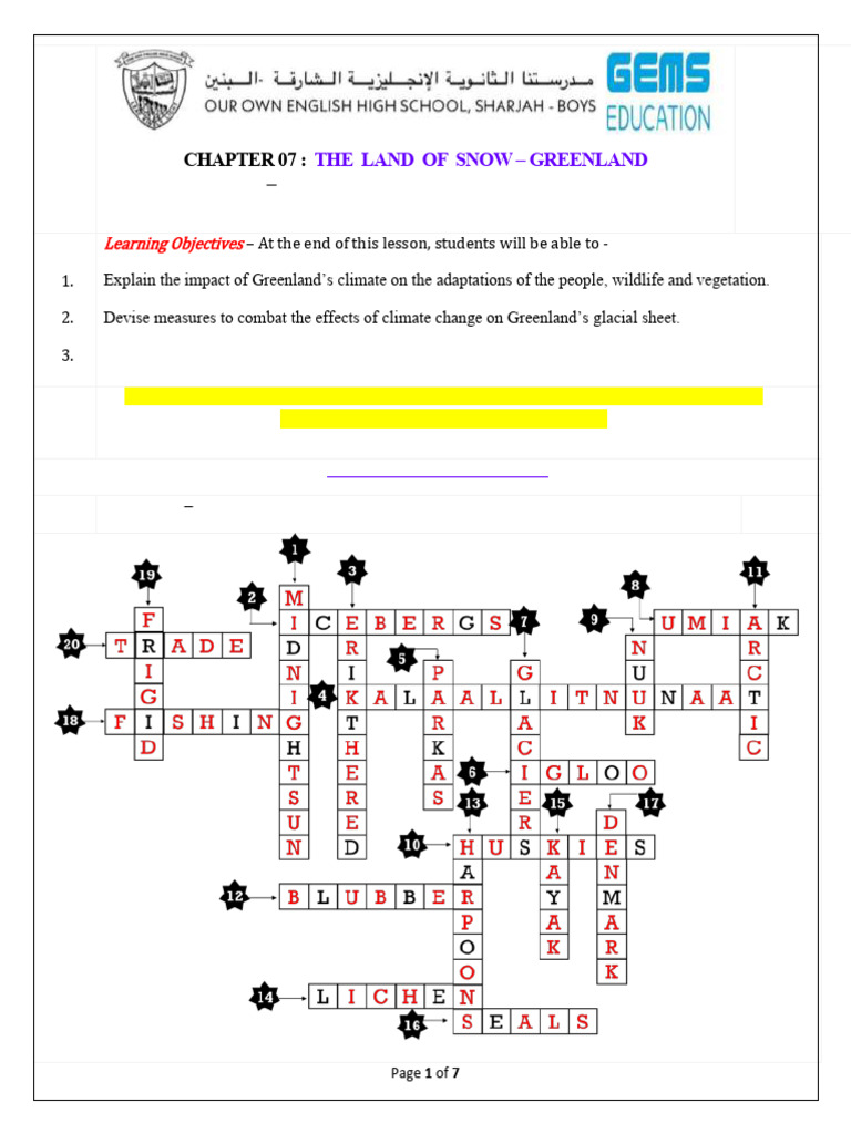 Greenland Geography and Climate Worksheet | PDF | Greenland | Arctic