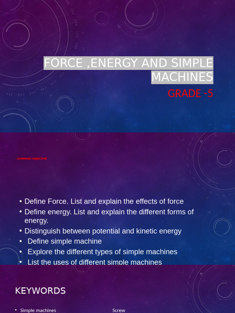Force, Energy and Simple Machines GR 5 - Science Notes | PDF