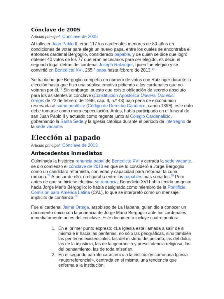 Cónclave de 2005 | PDF | Papa Francisco | Papa
