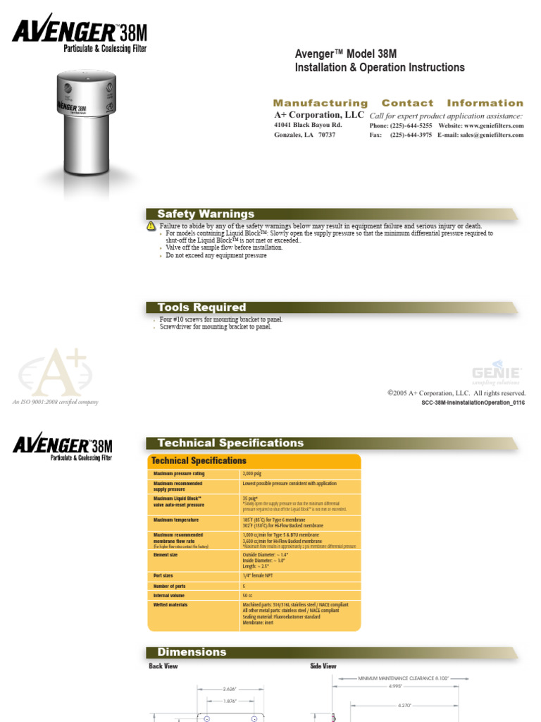 SCC 38M InsInstallationOperation | PDF | Pressure | Valve