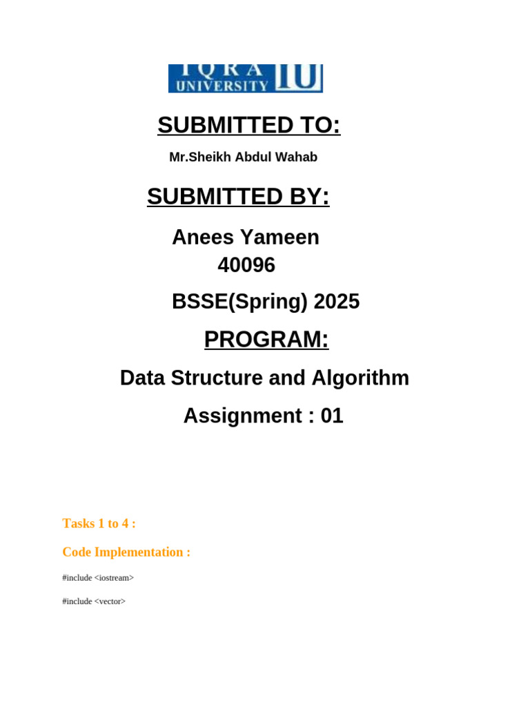 Dsa Assignment 1 Anees | PDF | Computer Programming | Algorithms And Data Structures