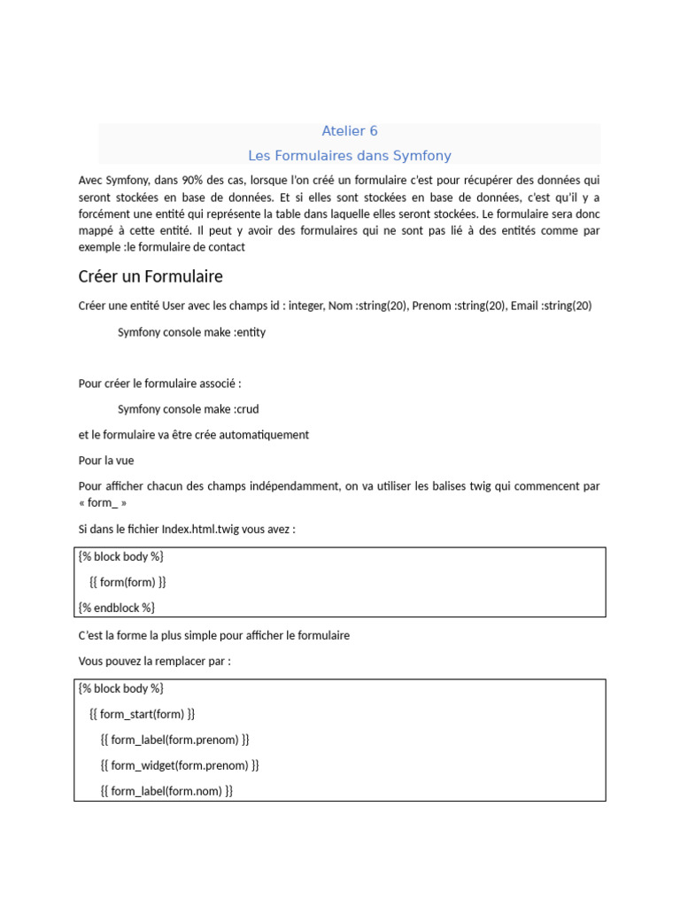 Atelier 6 Les Formulaires | PDF | Informatique | Génie logiciel