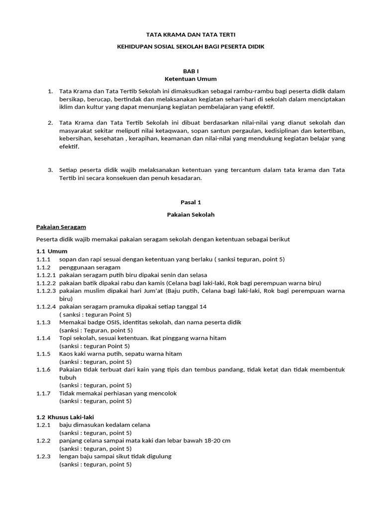 Tata Krama Dan Tata Tertib | PDF