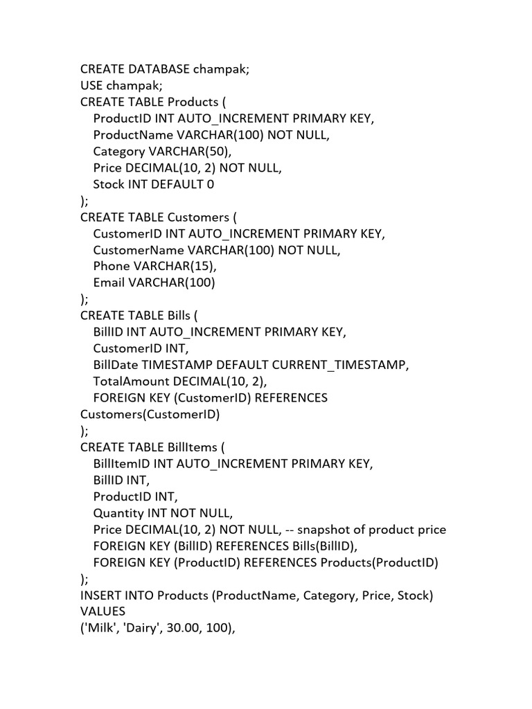 Grocery Billing Store Mysql Queries | PDF
