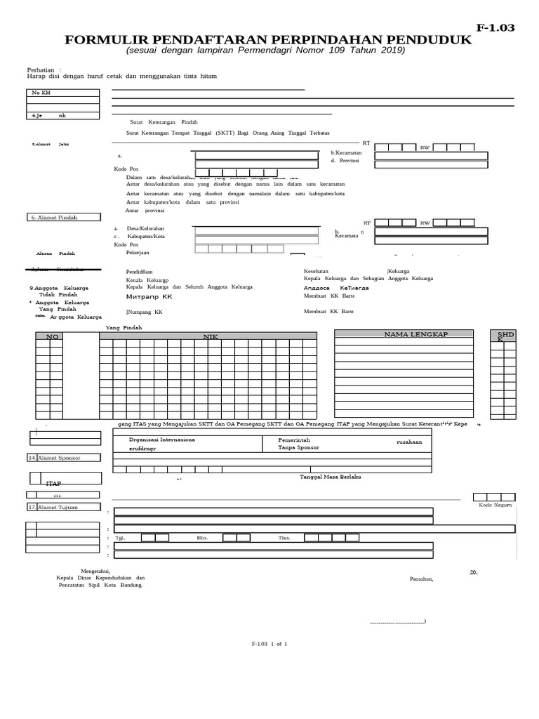 F-1.03_Formulir_Pendaftaran_Perpindahan_Penduduk | PDF