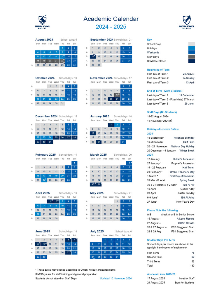 Academic Calendar 2024 25 | PDF | Holidays | Observances