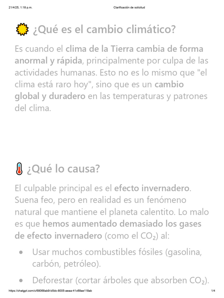 El Cambio Climático | PDF | Cambio climático | Combustibles fósiles
