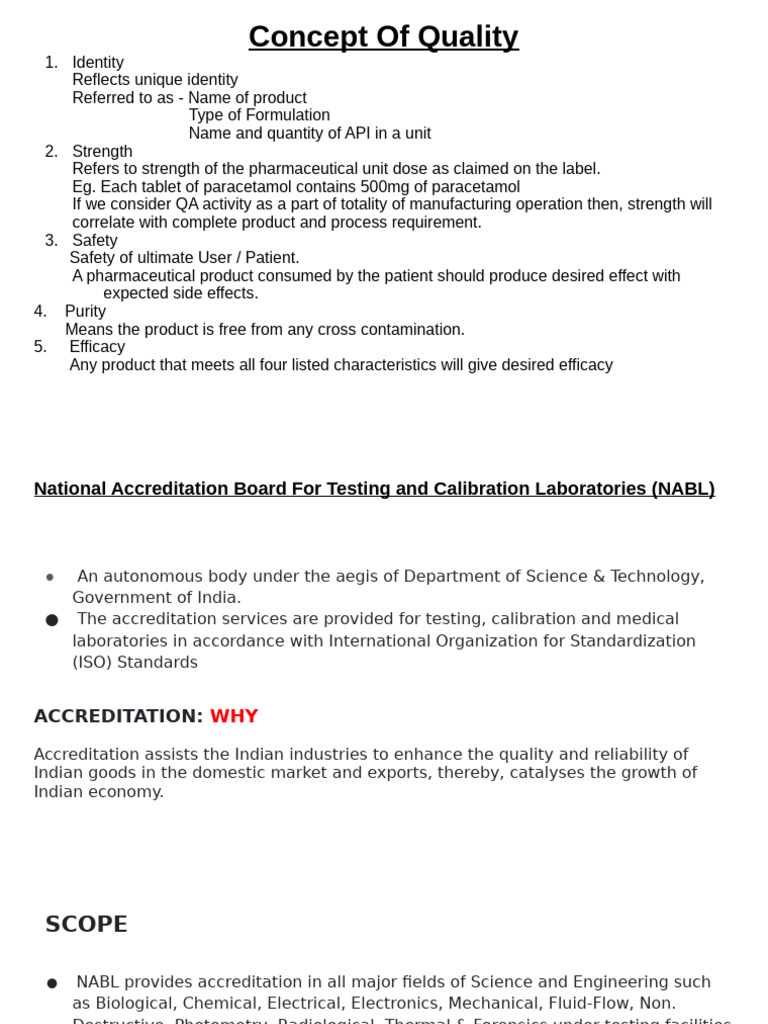 Concept of Quality and Nabl | PDF