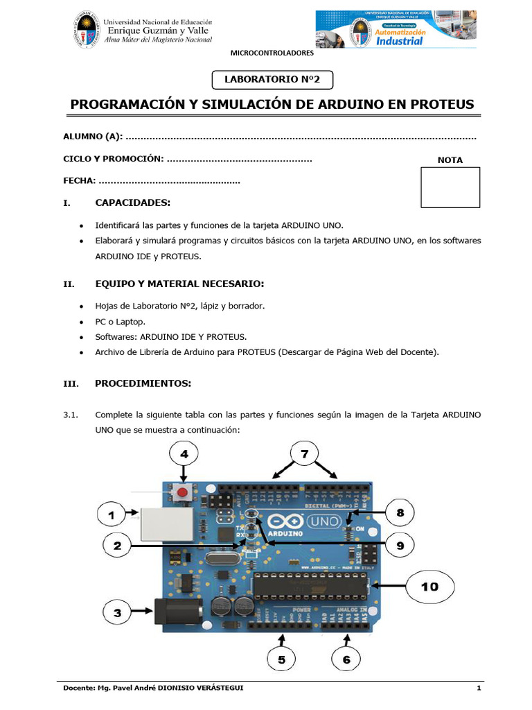 Lab Nº2 Programación y Simulación Arduino | PDF | Arduino | Microcontrolador