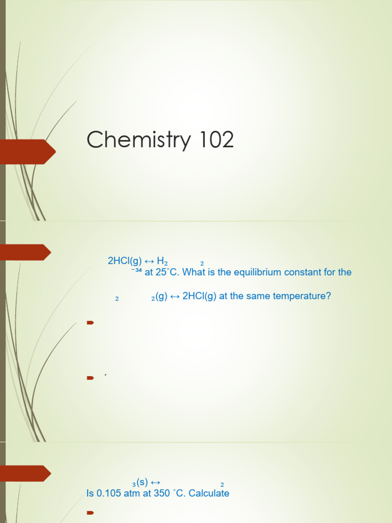 Equilibrium Constants in Chemical Reactions | PDF | Chemical ...