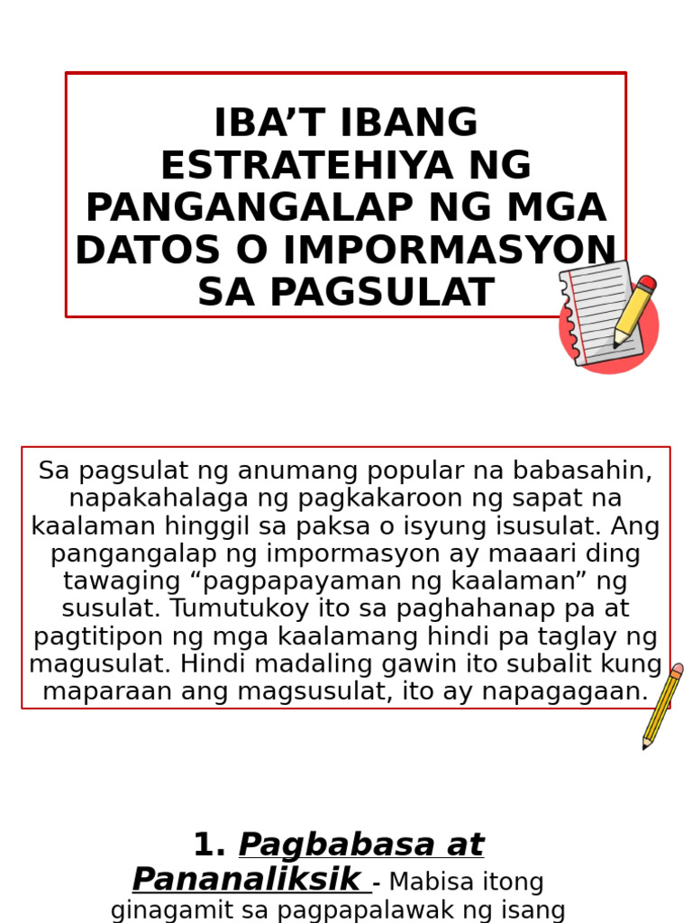 Aralin 4 - Iba't Ibang Pangangalap NG Mga Datos | PDF