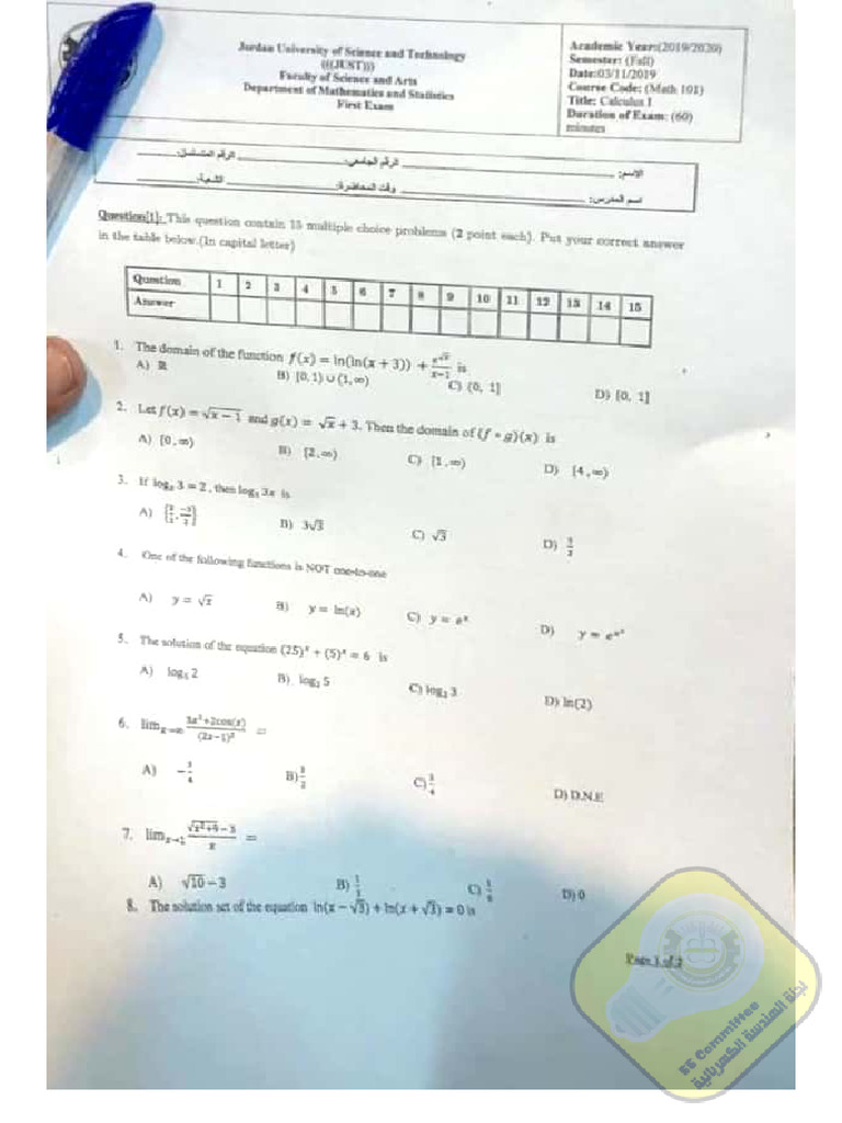 Calc1 First 2019 | PDF