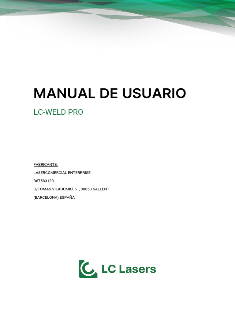 Manual de Usuario LC-Weld Pro | PDF | Láser | Soldadura