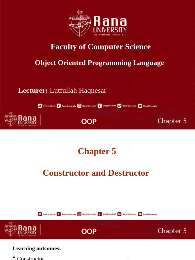 Chapter 5 Constructor | PDF | Constructor (Object Oriented Programming) | Programming