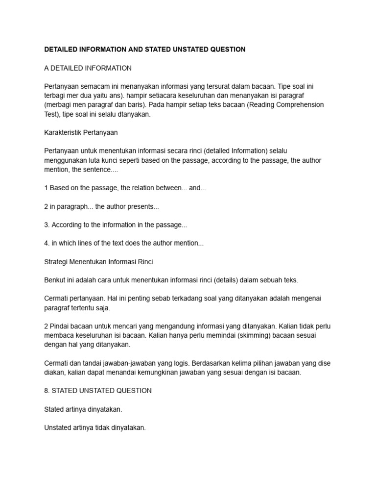 Detailed Information and Stated Unstated Question | PDF | Tropical ...