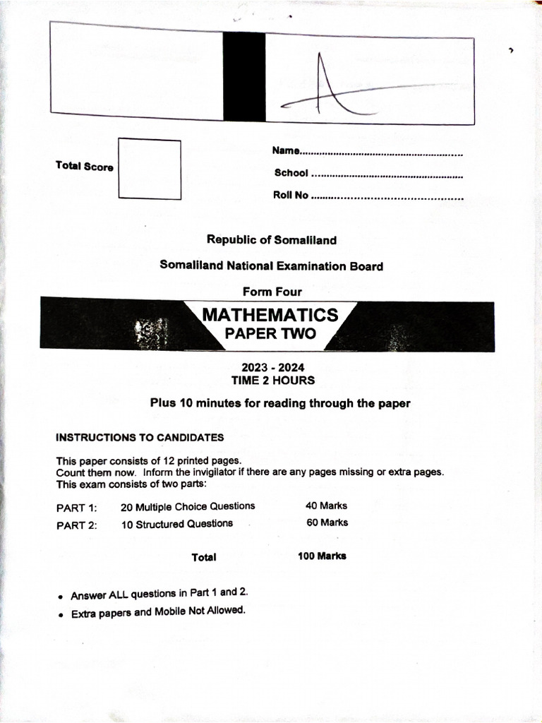 Math P2 A and B National Exam - 241223 - 135946 | PDF