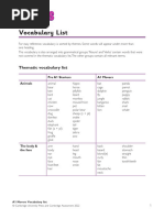 Pre A1 Starters Vocabulary List | PDF