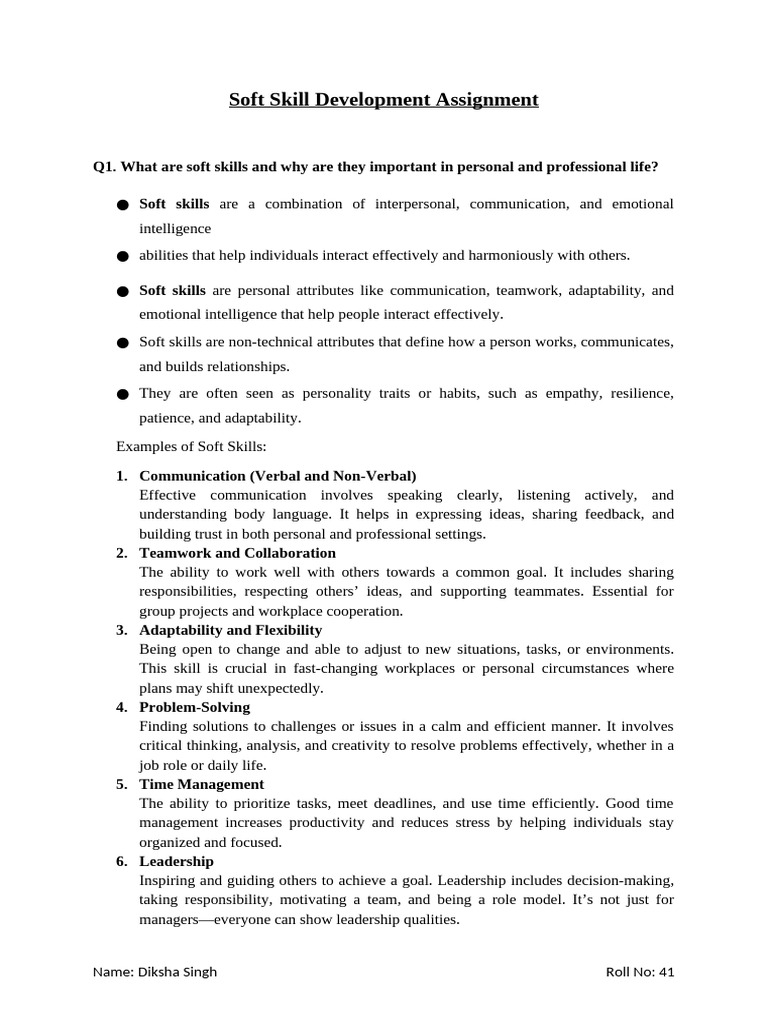 SSD Assignment Diksha | PDF | Communication | Leadership