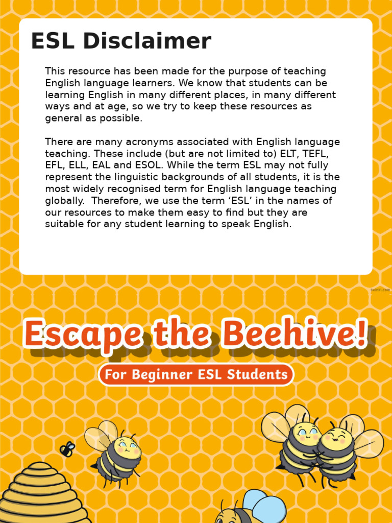 t-e-1673605650-esl-escape-the-beehive-escape-room_ver_4 | PDF | English ...