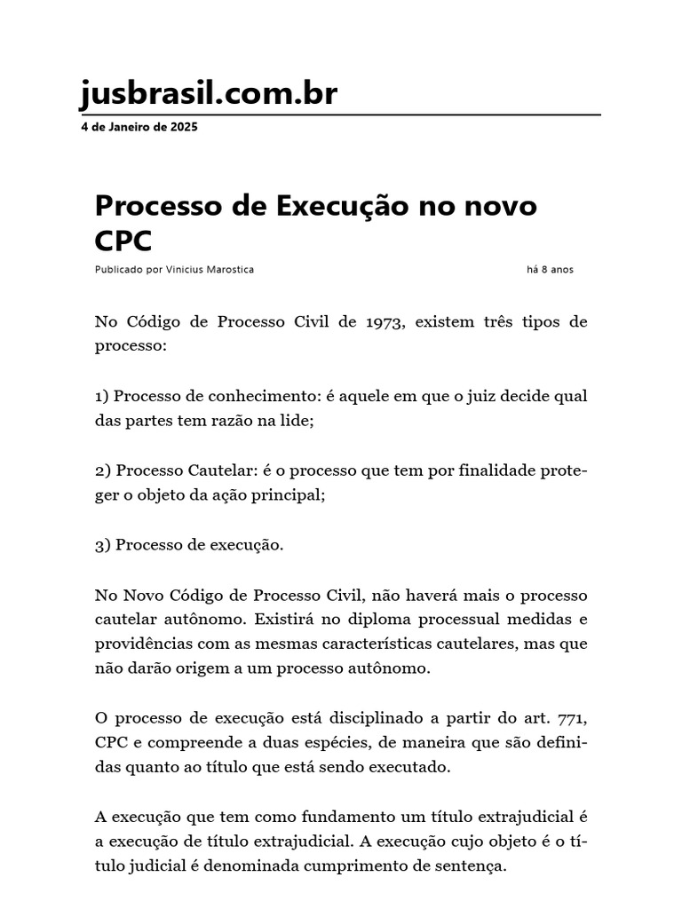 Processo de Execução no Novo CPC | PDF | Desconsideração da ...