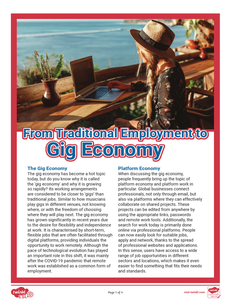 T 1720943557 Esl From Traditional To Gig Economy Reading Comprehension ...