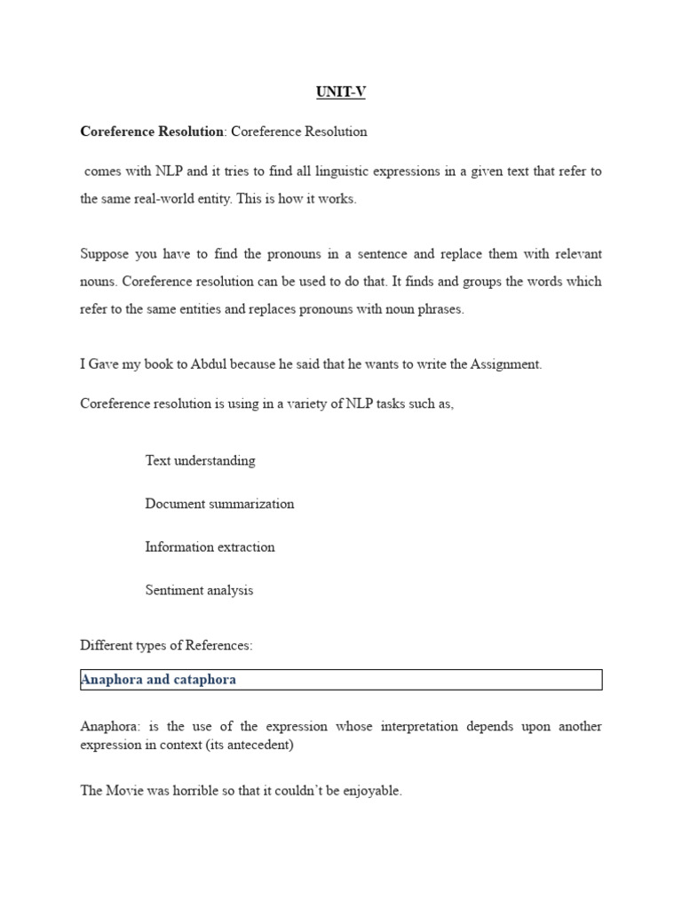 Unit-5-NLP (1) | PDF | Pronoun | Grammar