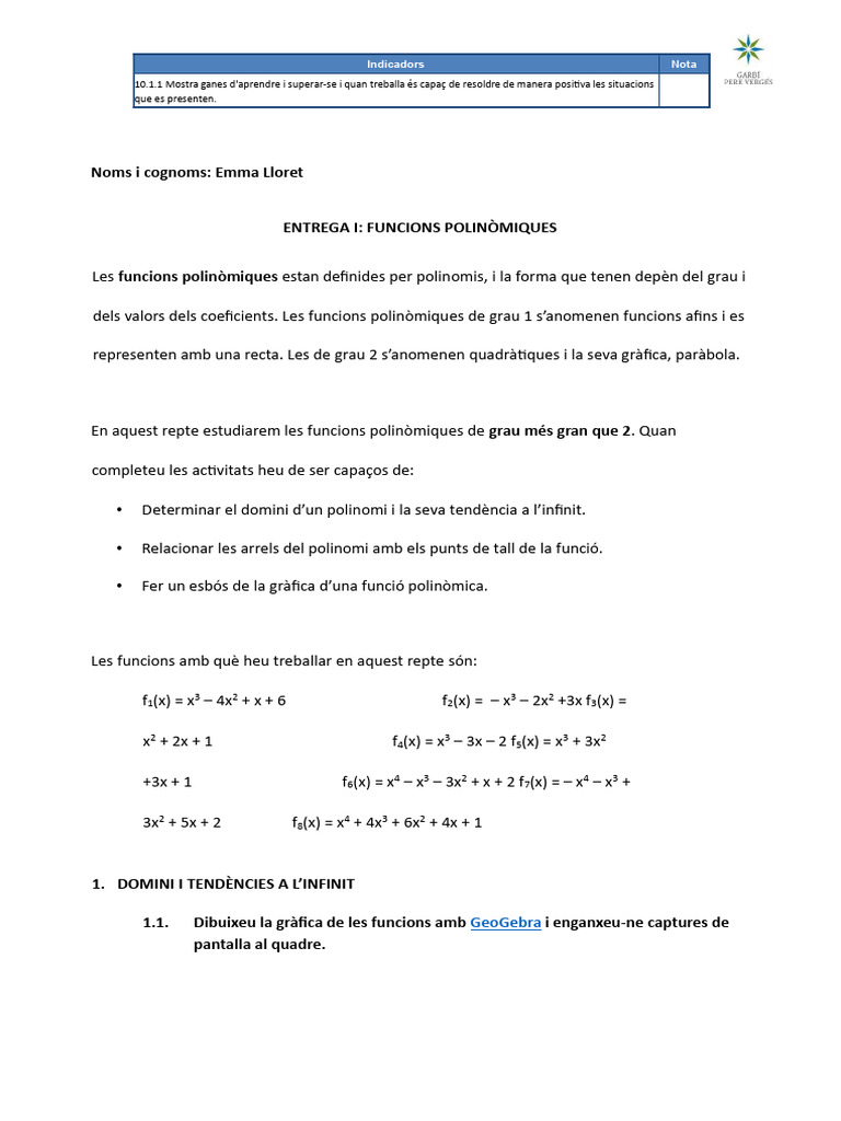 Funcions Polinomiques | PDF