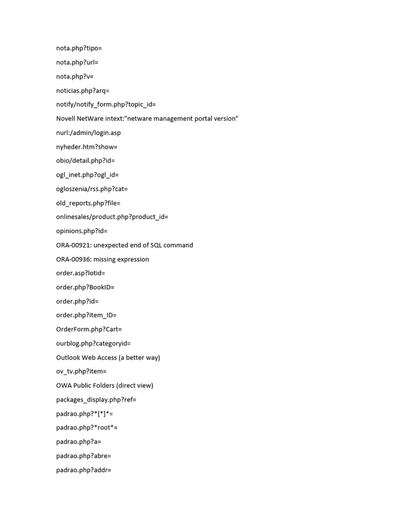 SQL Dorks For Hackers ?? | PDF | Software | Computing