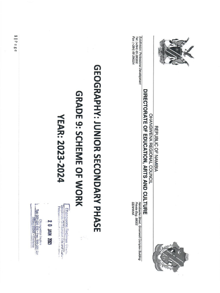 Geography Scheme of Work Grade 9 | PDF