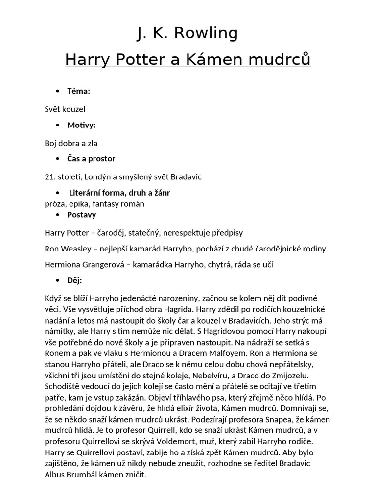 Harry Potter A Kámen Mudrců | PDF