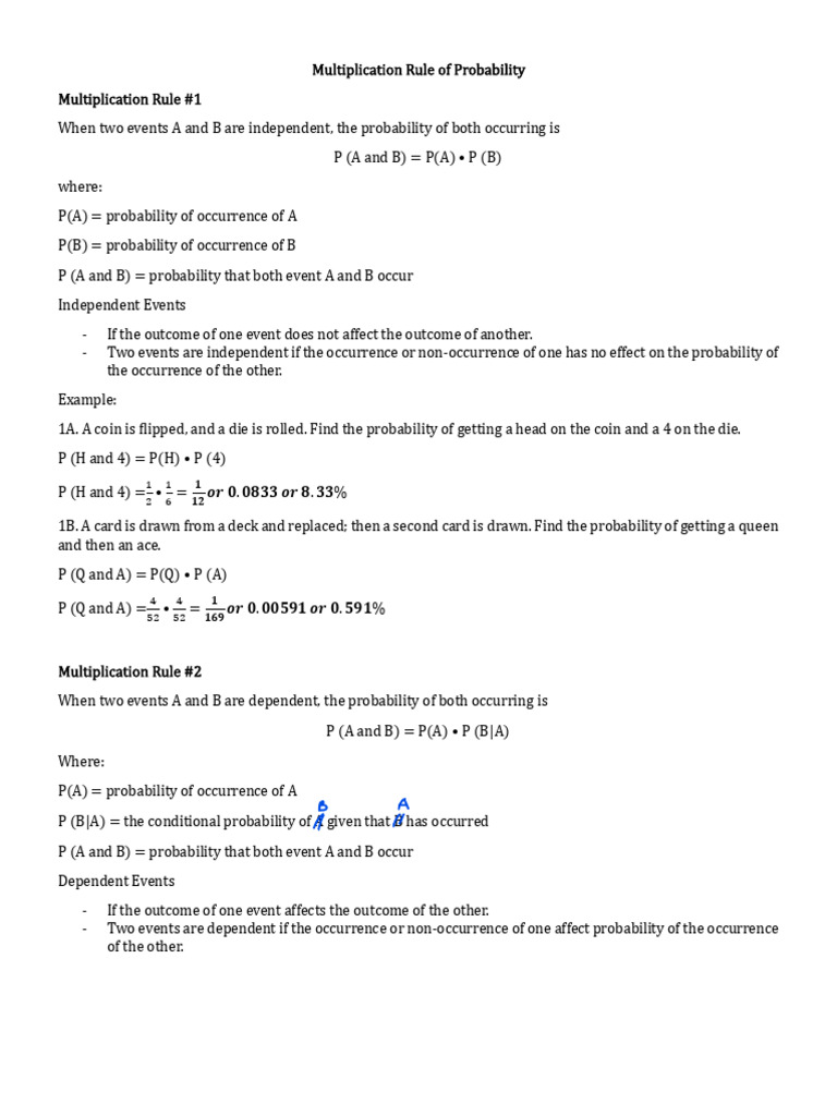 Multiplication Rule of Probability | PDF | Burglary | Probability