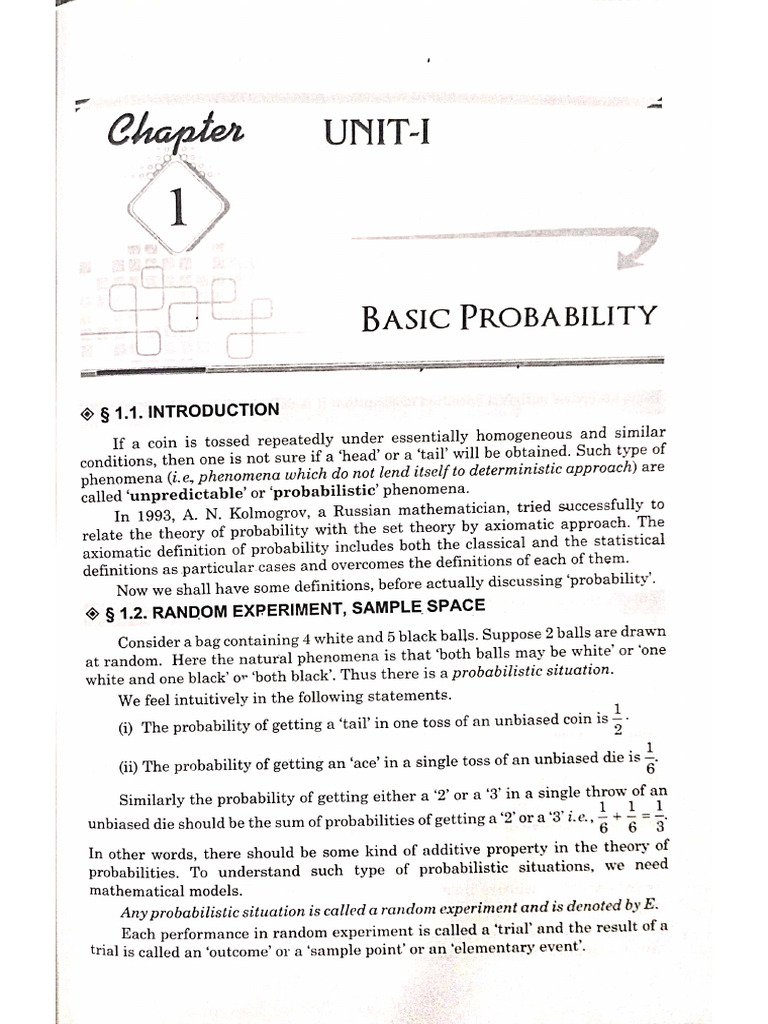 Unit 4- Probability Theory | PDF