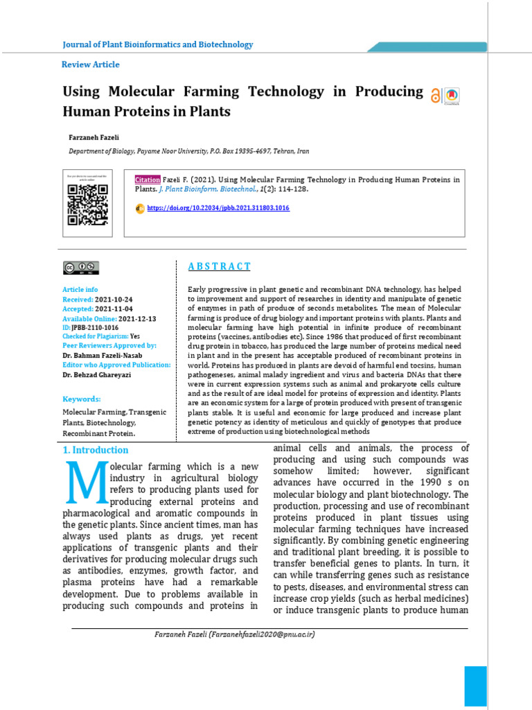 Molecular Farming for Human Proteins | PDF | Antibody | Recombinant Dna