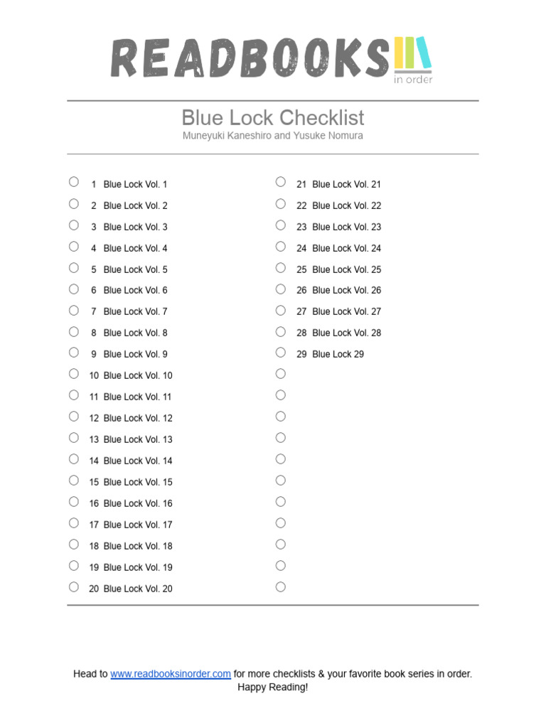 Blue Lock Book Series Checklist | PDF