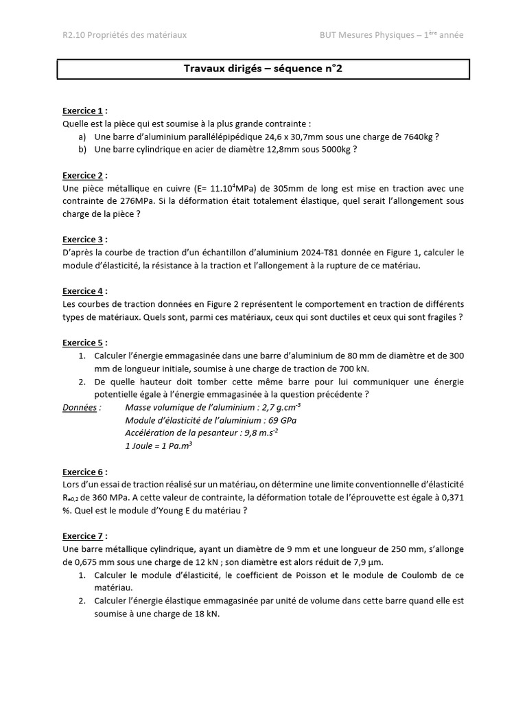 Module d'Young de l'aluminium | PDF | Élasticité (Physique) | Module de ...
